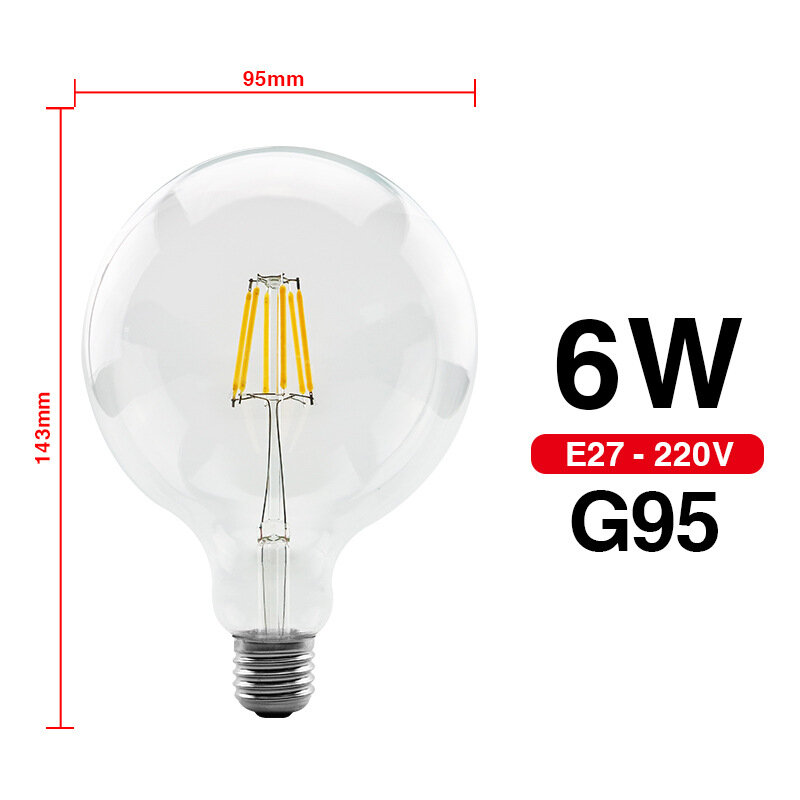 Кросс-бордер Эдисон LED лампа с нитью накаливания энергосберегающая лампа E27 с винтовым основанием прозрачное стекло ретро E14 лампа для освещения гостиной