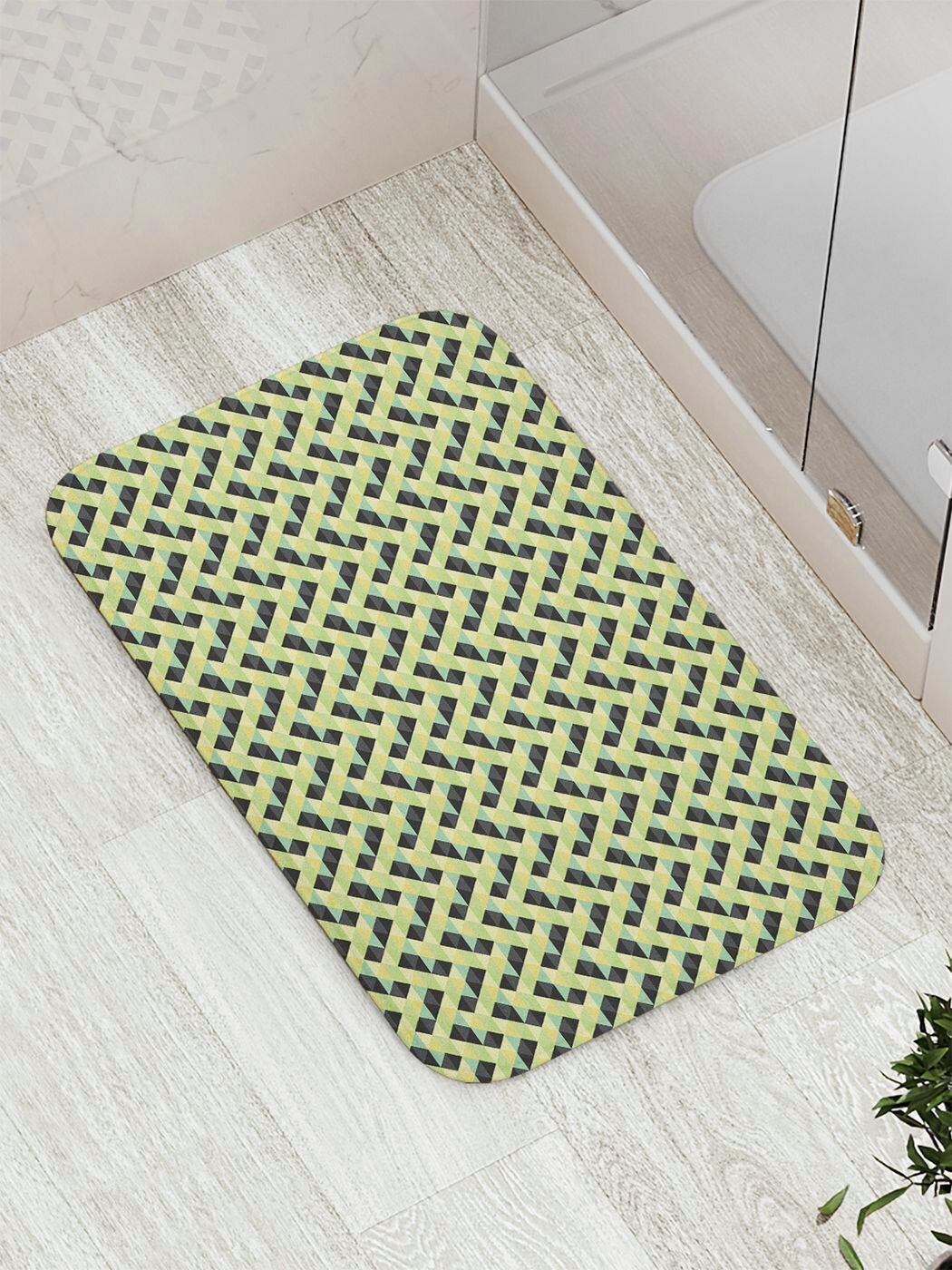 Коврик для ванной комнаты, туалета "Геометрическое плетение" противоскользящий, 52х77 см, JoyArty