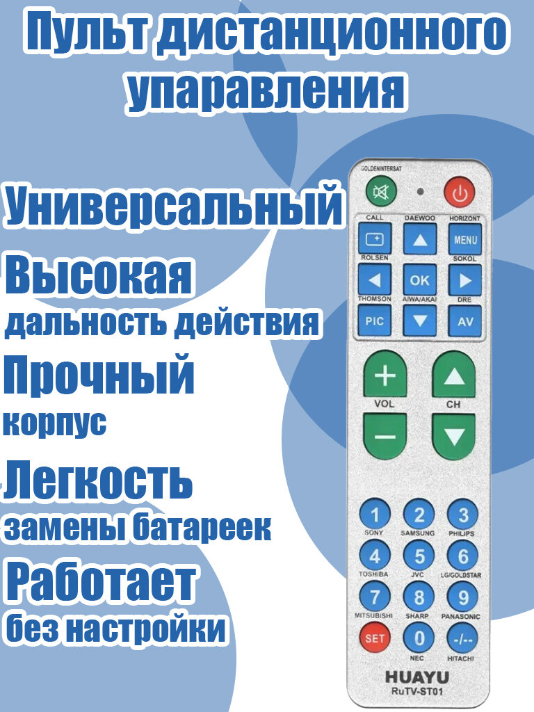 Универсальный пульт Huayu для IHandy RUTV-ST01 для различных марок TV+LED+HD