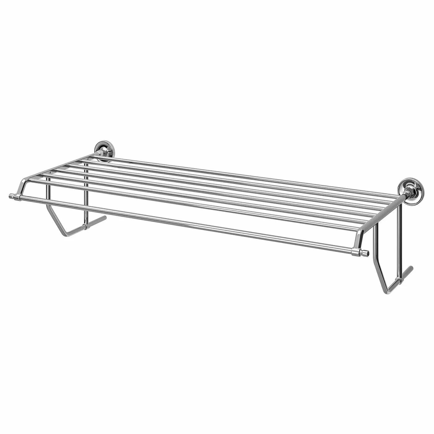Полка на стену BROFJÄRDEN с ручкой для полотенец, хромоэффект, 75x29 см