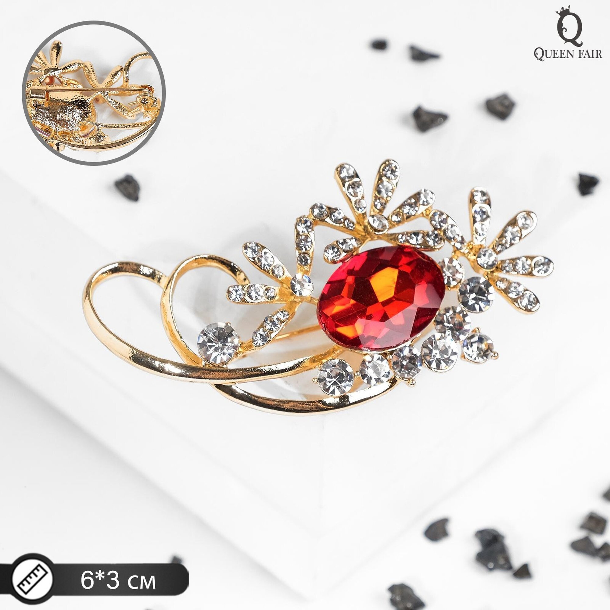 Брошь, стекло, стразы