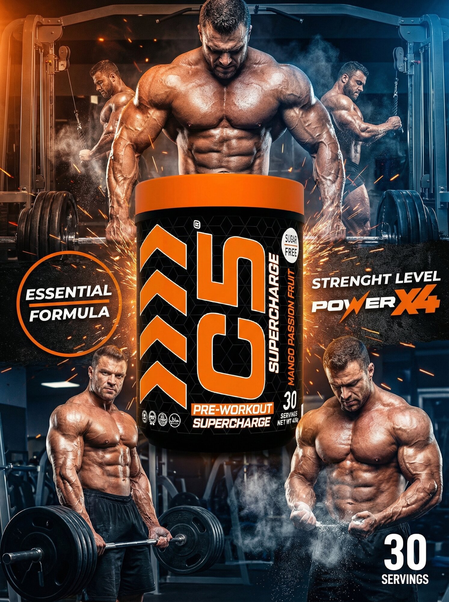 Предтренировочный комплекс C5 SUPERCHARGE, манго-маракуйя, 400г/30 порций