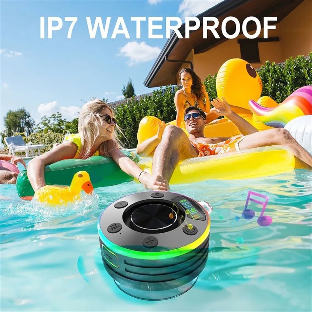 Bluetooth Speaker Waterproof Portable Wireless LED Shower Speaker USB Charging — фото 1