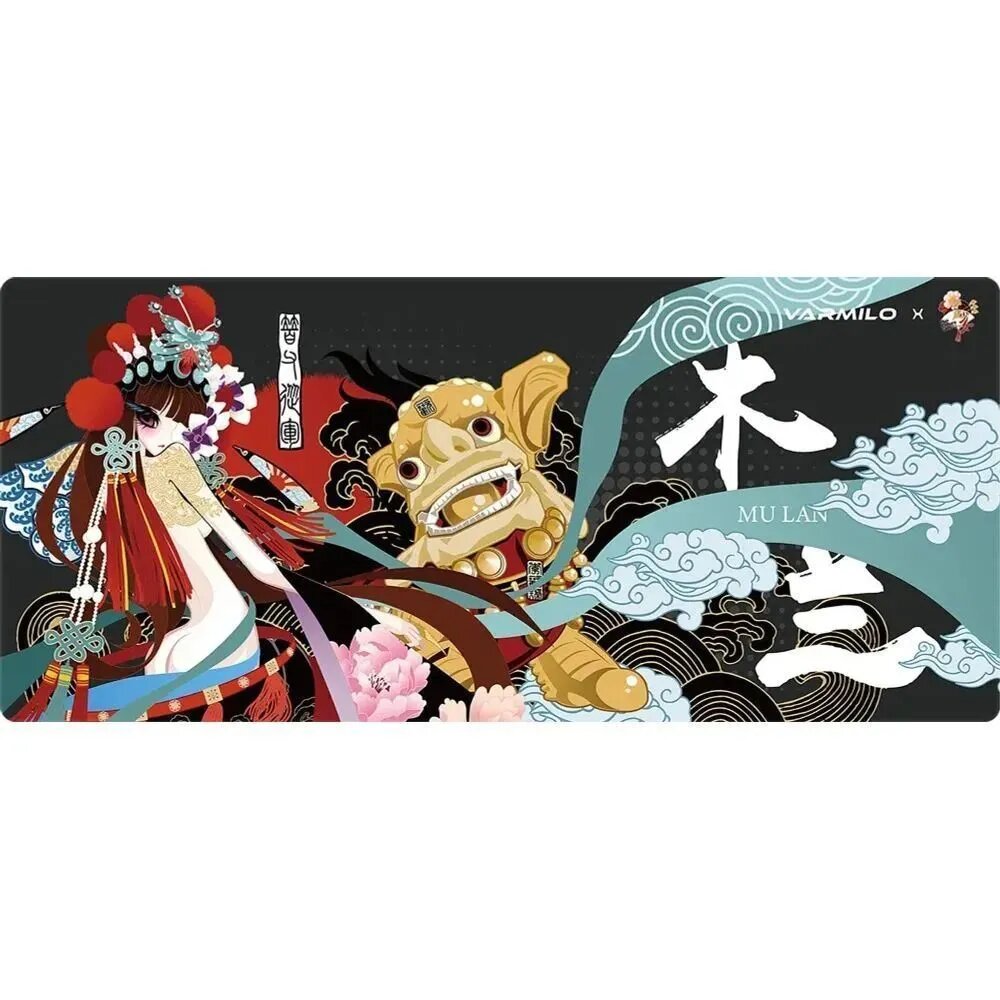 Коврик для мыши Varmilo x Mulan, XL, резина, для геймеров, красочный рисунок, размер 900x450 мм