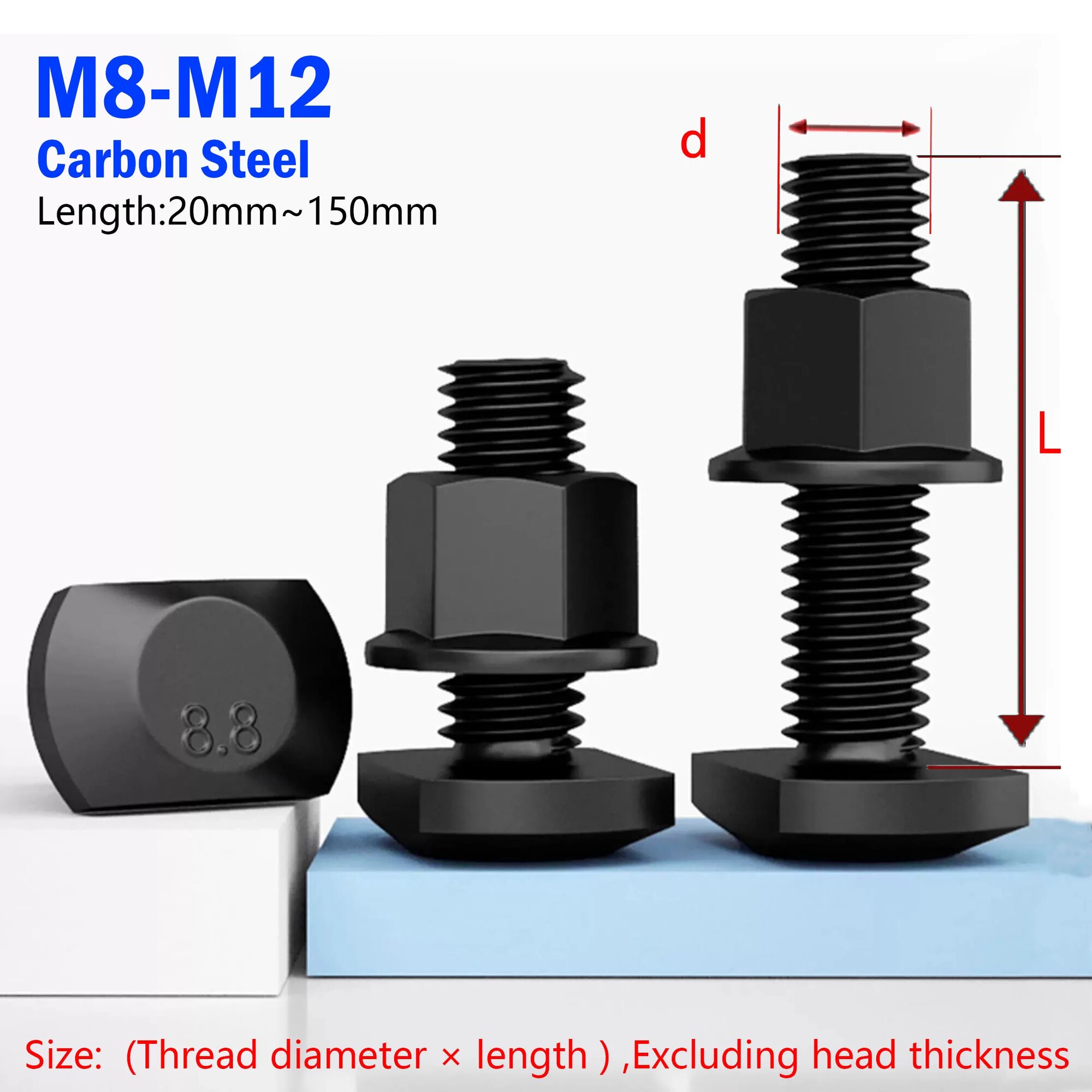 Т-образные болты из углеродистой стали M8 M10 M12 M8x50(5Pc)