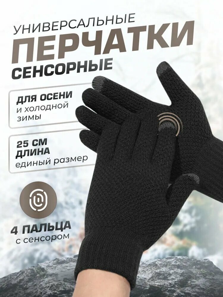 Перчатки RIYARI зимние, с подогревом, текстиль, универсальные, черные — фото 1