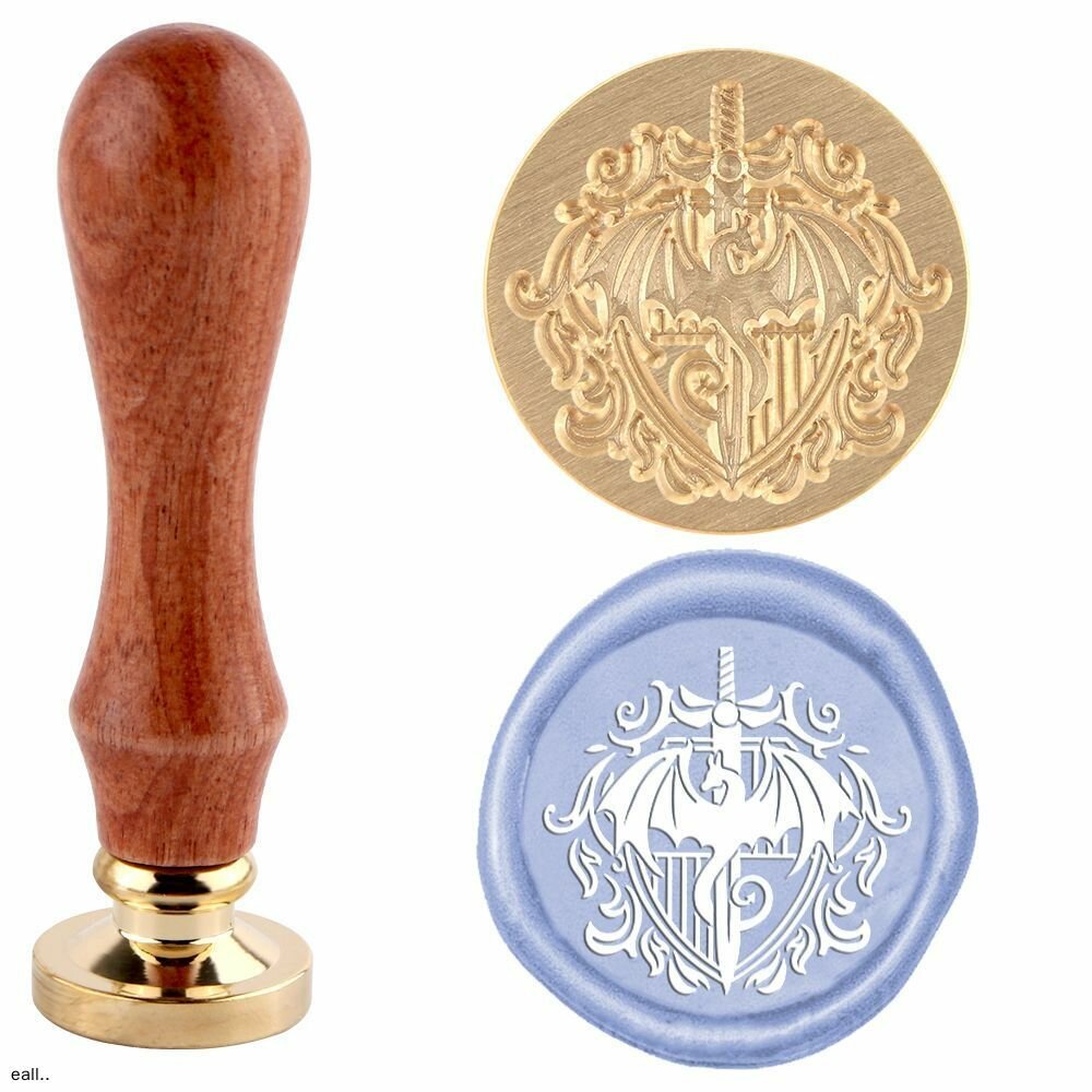 Дракон Восковая печать, 1 съемная латунная головка и деревянная ручка
