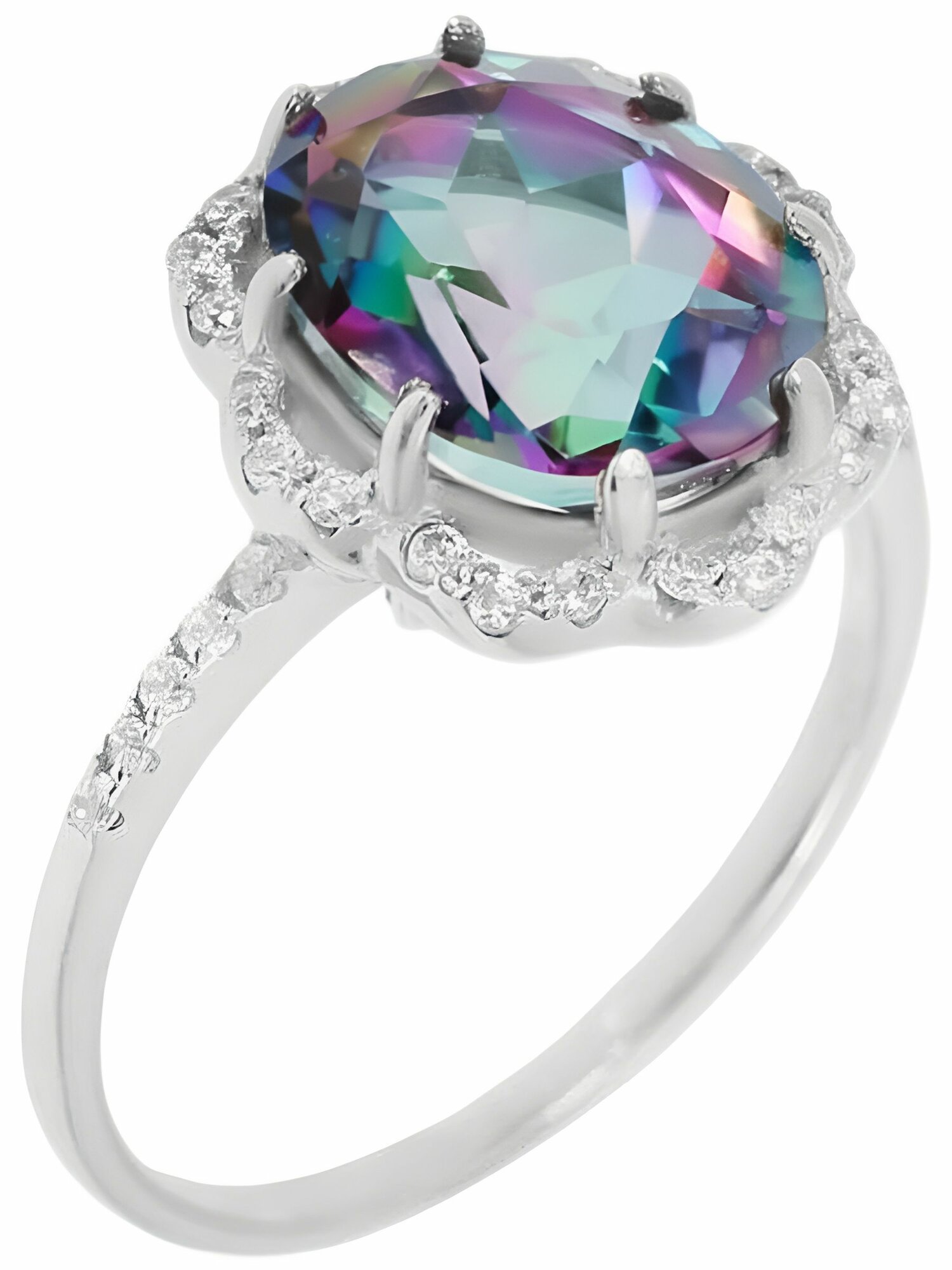 Кольцо тонкое, серебро, 925 проба, родирование, фианит