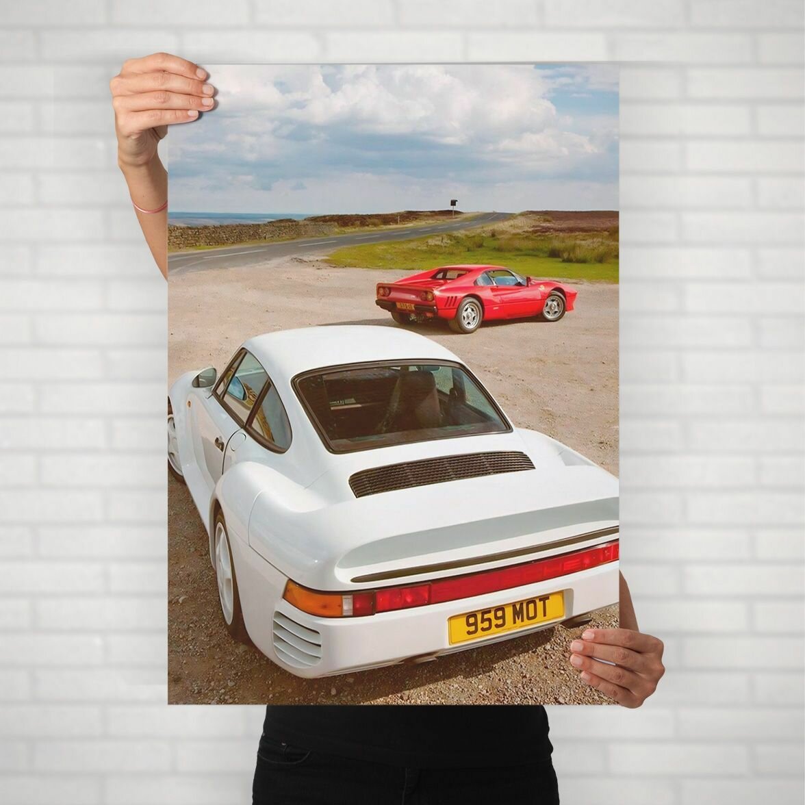 Плакат на стену для интерьера Культовые машины (Porsche 959 5) - Постер по легендарным и классическим ретро автомобилям формата А1 (60x84 см)