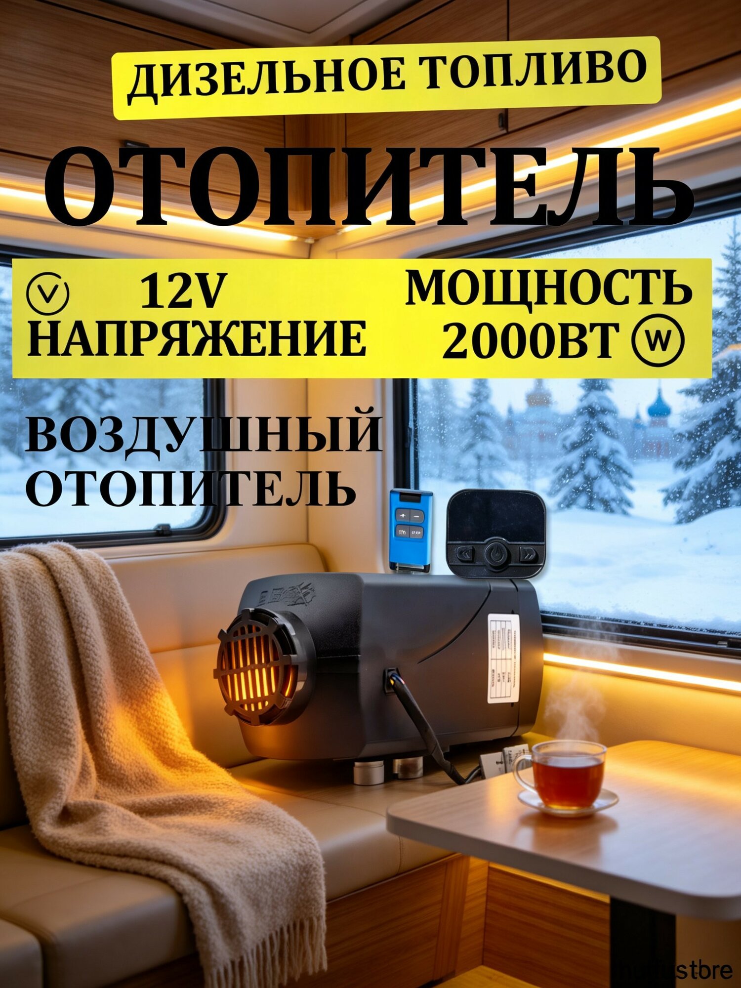 Автономный дизельный отопитель 12В 2 кВт, с дистанционным управлением и баком 8L для быстрого прогрева автомобиля