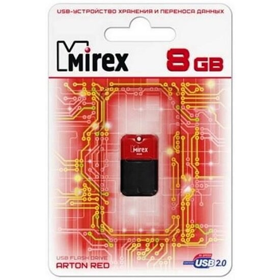 Флэш накопитель Mirex 8 Гб ARTON RED USB 2.0 (13600-FMUART08)