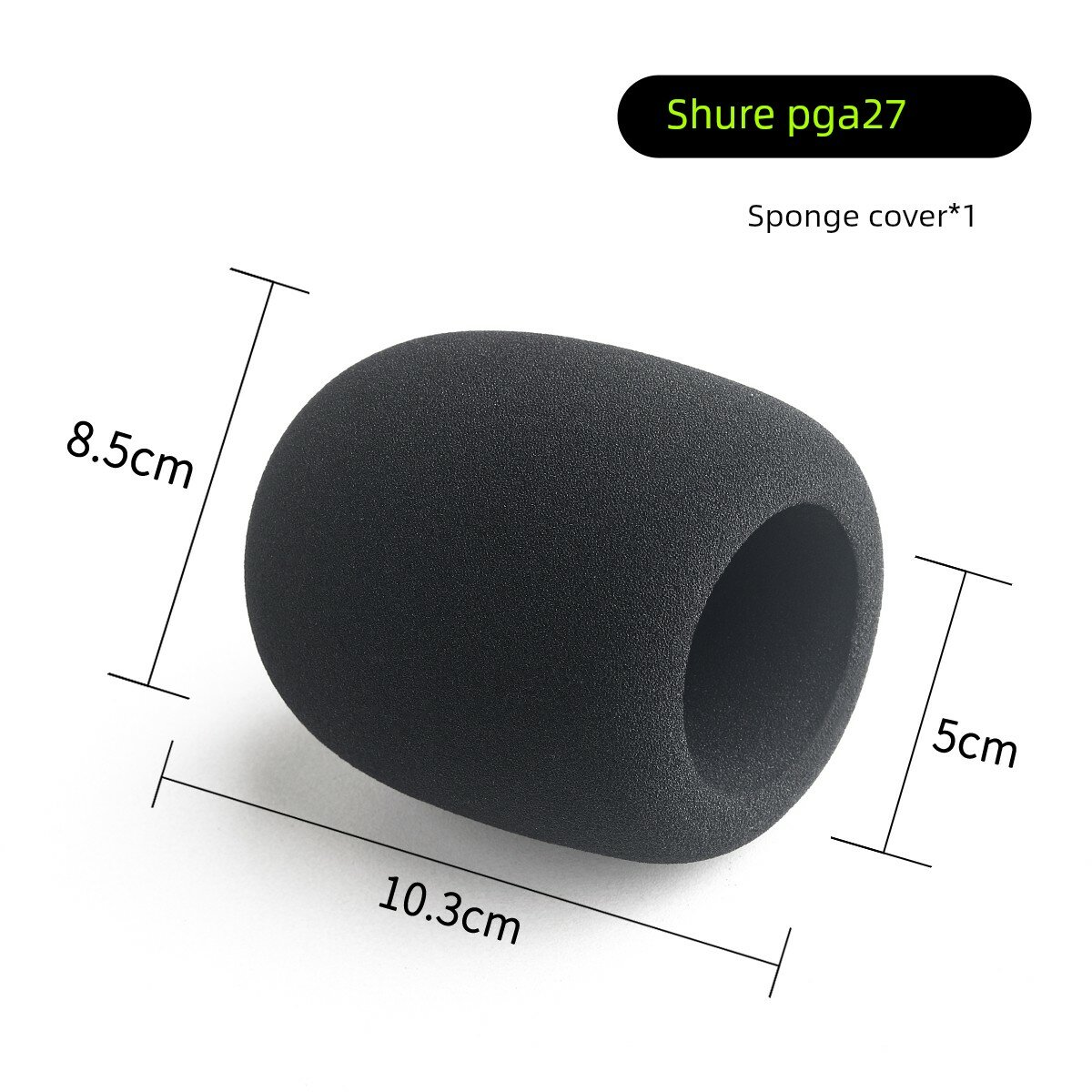 Пенопластовый ветрозащитный чехол для микрофона Shure PGA27 SM27, губка с сеткой от подкапывания 10.3x8.5x5 см