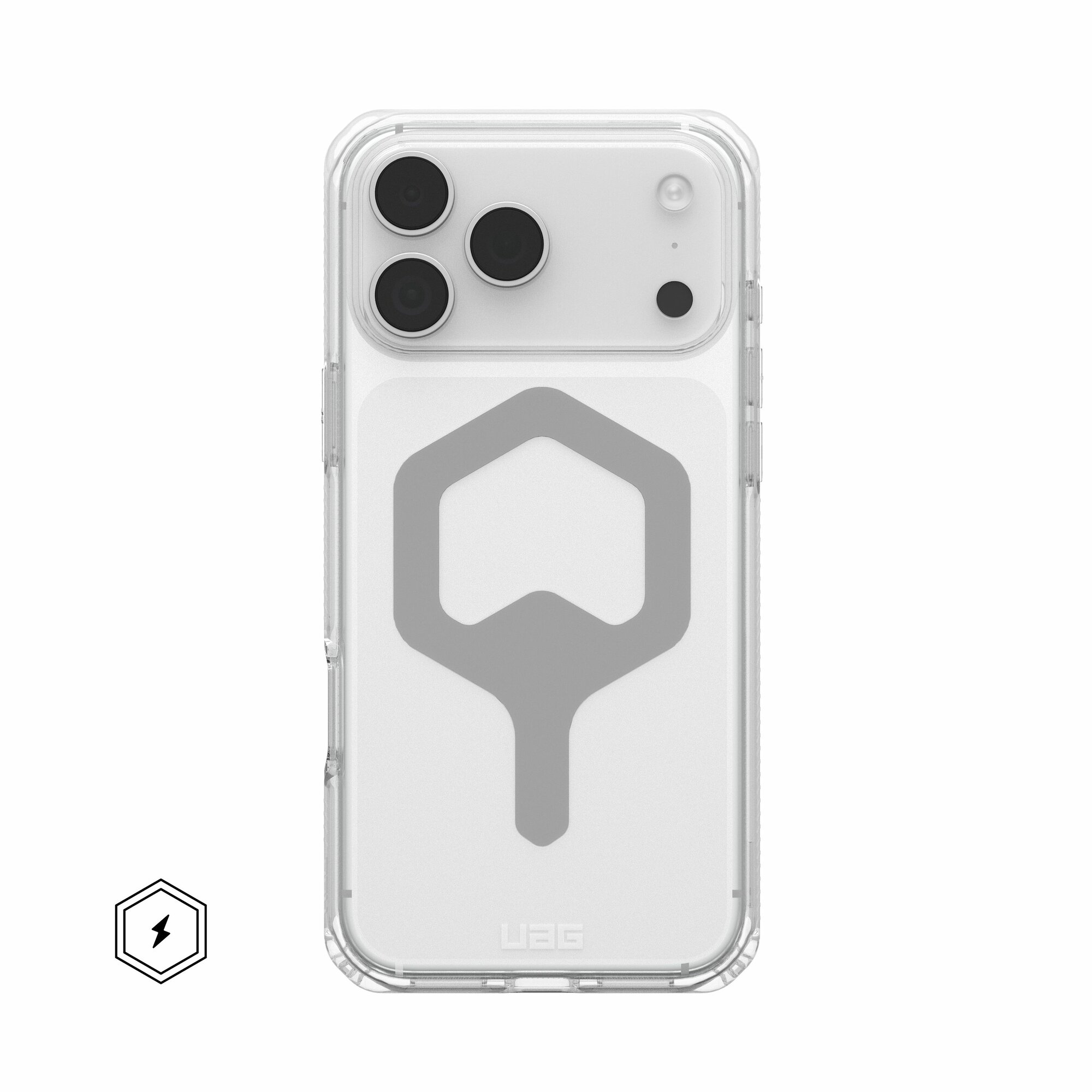Чехол с поддержкой MAGSAFE Uag Plyo для iPhone 17 Pro 6.3", цвет прозрачный/серебро (Ice/Silver)