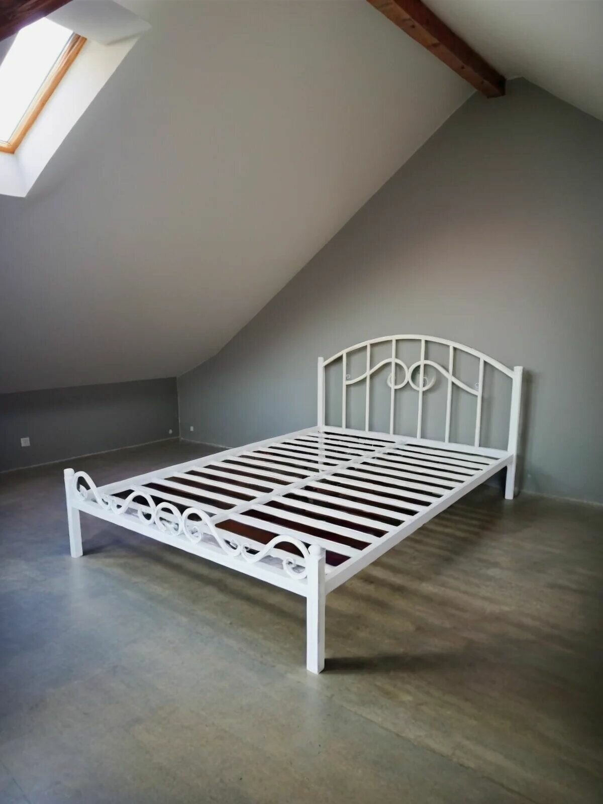 Кровать LOFT Mebel "Ариэль-2", 140х190 см, металл, белый муар — фото 1
