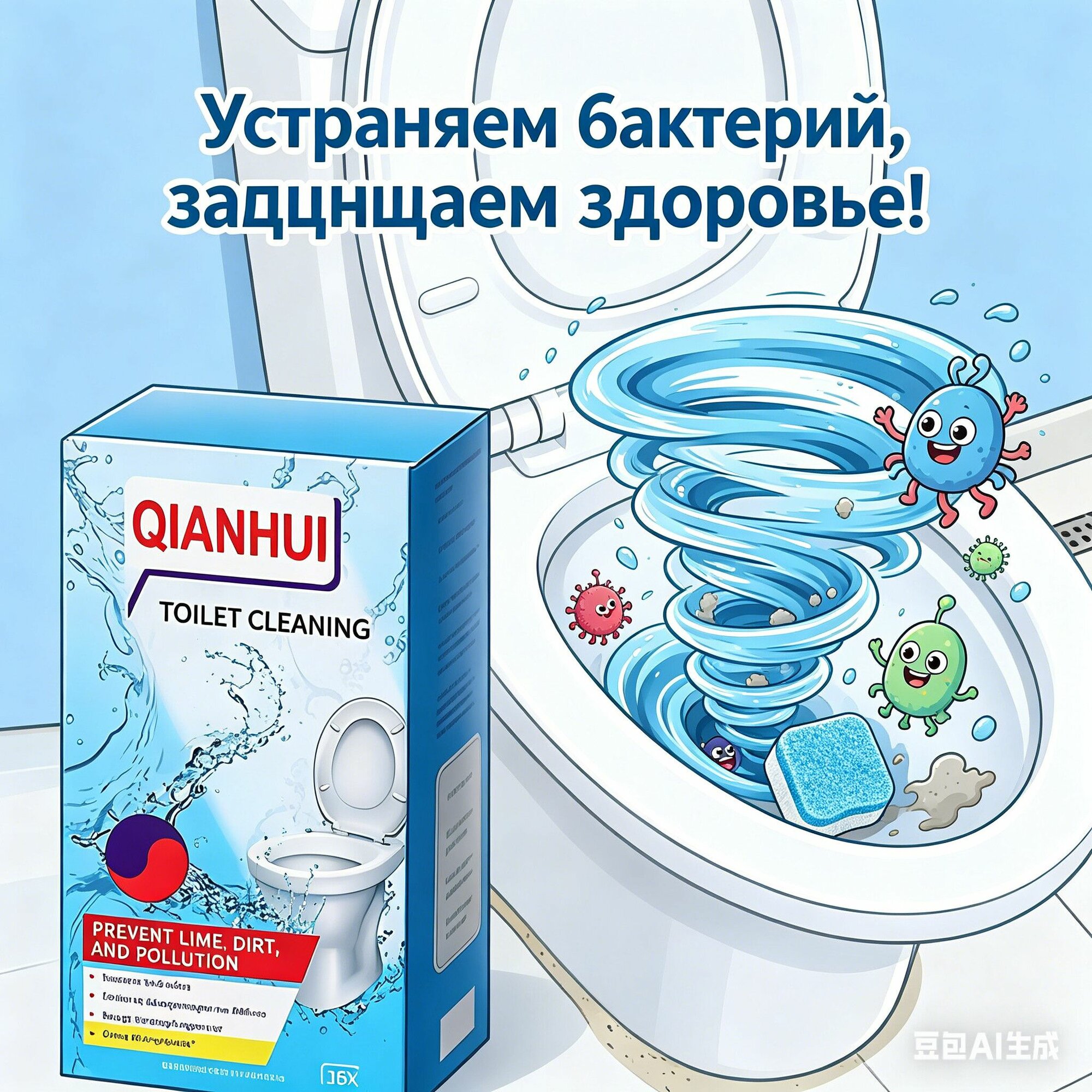 Чистящие таблетки для унитаза от мочевого камня, от известкового налета и ржавчины,16 таблеток