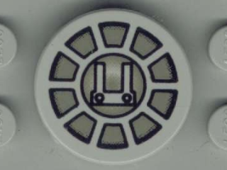 Tile, Round 2 x 2 with SW Radial Machinery Pattern, 4150px19 Light Gray U