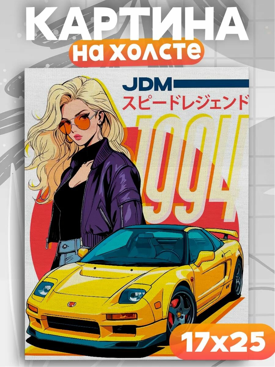 Картина на стену JDM авто Honda NSX, на подрамнике, 1шт, 25х17 размер.