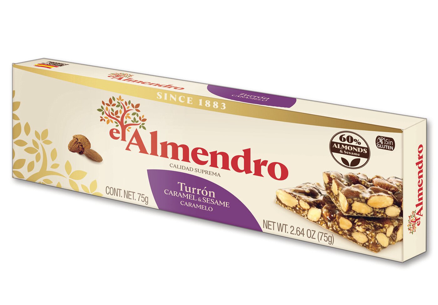 Хрустящий миндальный туррон с кунжутом El Almendro 75г