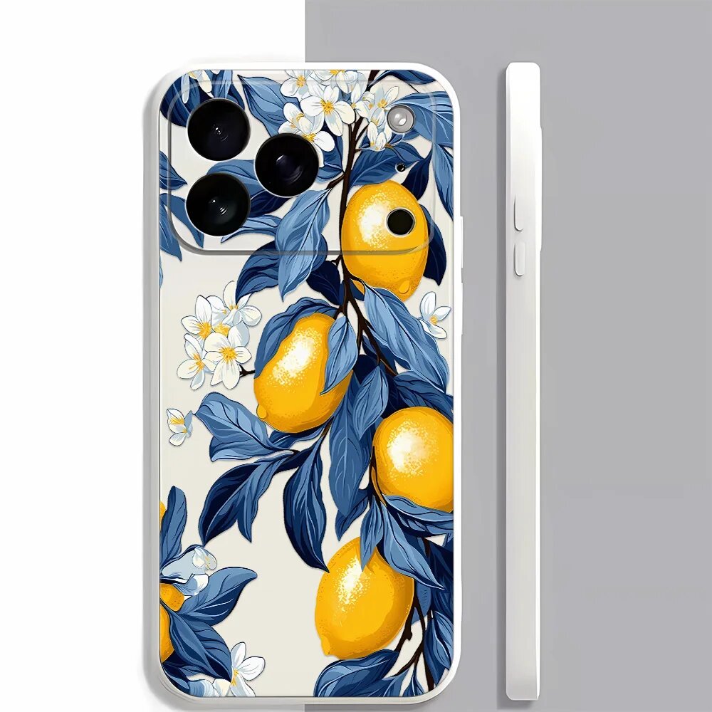 Противоударный силиконовый чехол с лимонами и фруктами для iPhone 14, 17, 13, 11, 16 Plus, 12, 15 Pro Max – прочный защитный чехол