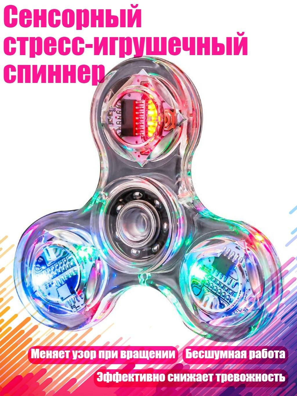 Сенсорный стресс-игрушечный спиннер, Четкий