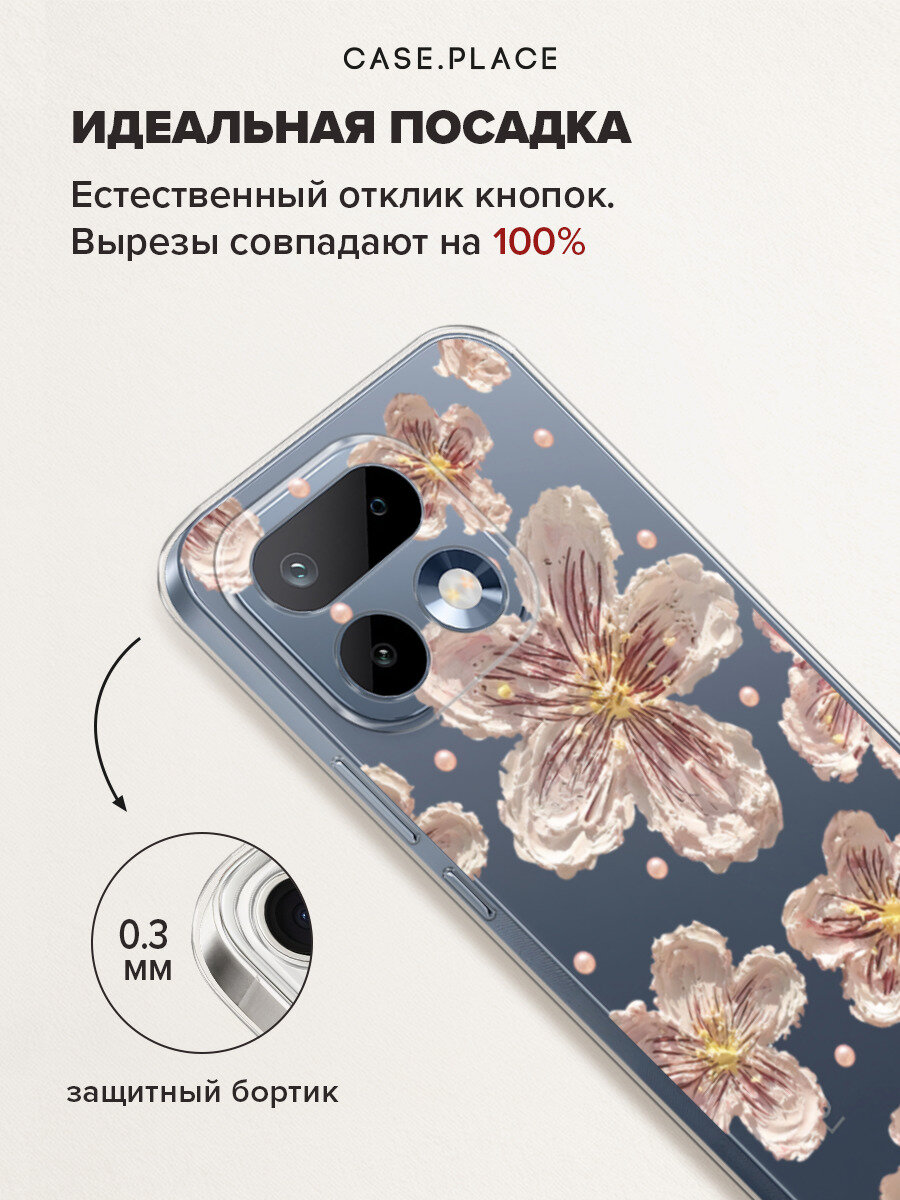 Чехол на Realme 16 Pro / Реалми 16 Про с принтом Розовые цветы красками — фото 1