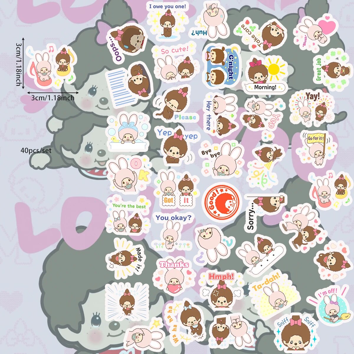 40 шт. мультяшных наклеек Monchhichi