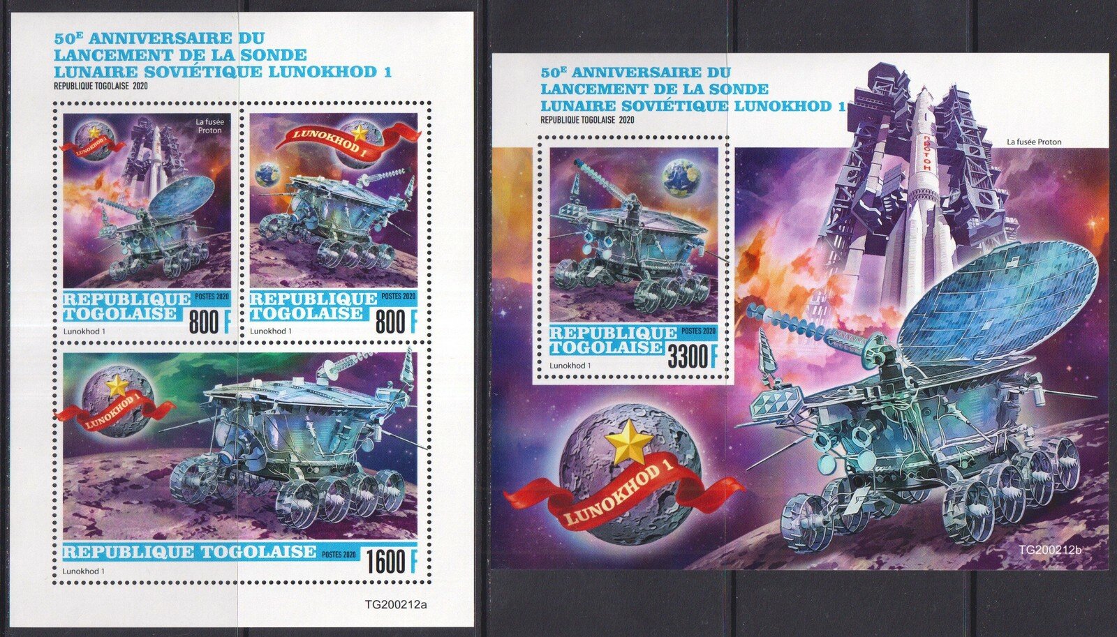 Марки 2020 год Того Луноход-1 Советский космос #8206-8208+Bl1904 Mnh