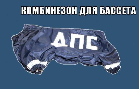 Комбинезон-дождевик для бассета кобеля, повышенной прочности, с надписью ДПС