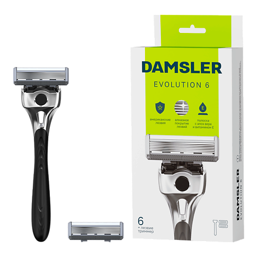 DAMSLER Бритва мужская станок для бритья, 6 лезвий Evolution, 2 шт.