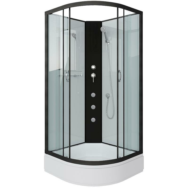 Душевая кабина Niagara Classic 90x90 67011414BKG черный профиль, с гидромассажом