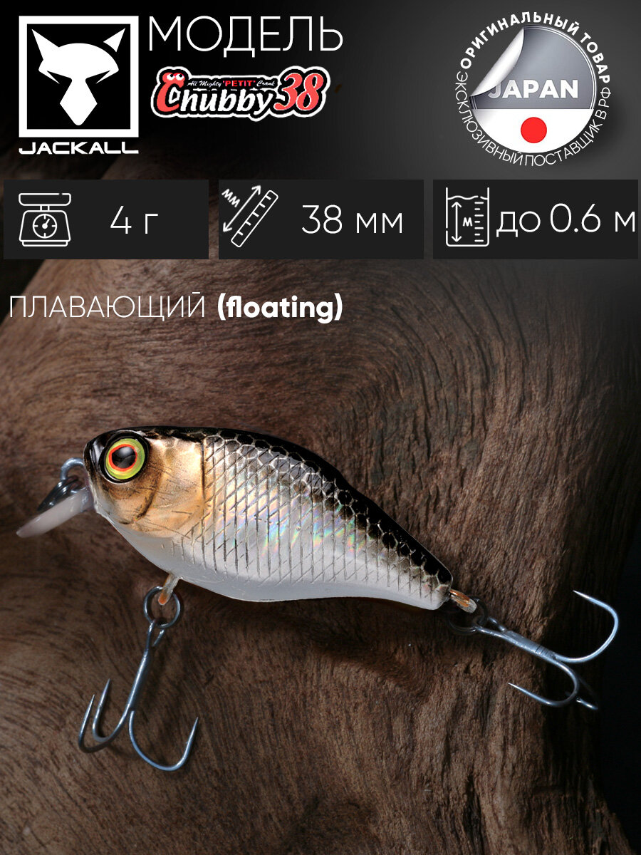 Воблер JACKALL Chubby 38F цв. hl silver & black