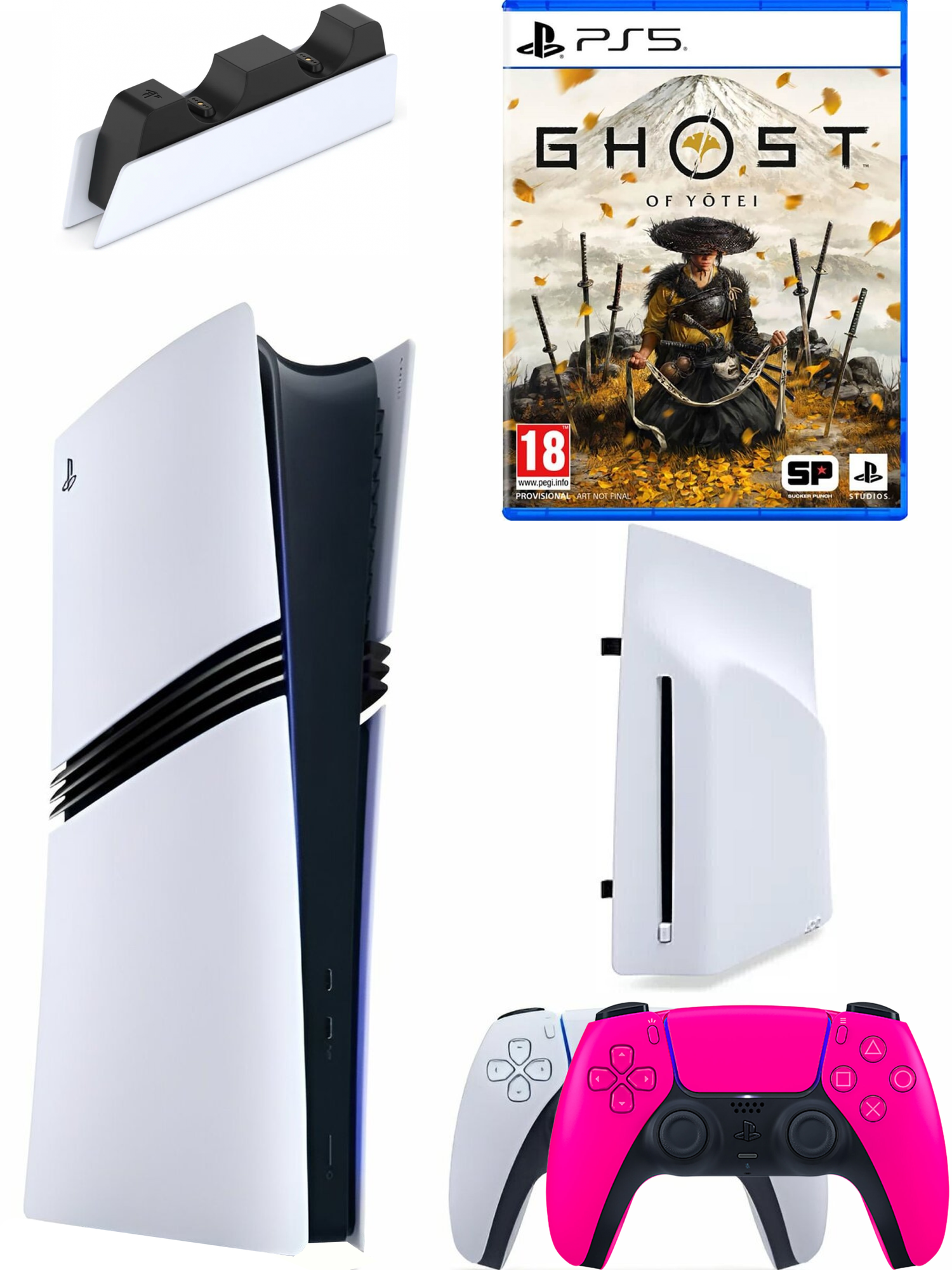 Игровая приставка Sony PS 5 Pro Digital Edition+Зарядная станция+ Дисковод +2-ой геймпад+ Ghost of Yōtei,2Tb SSD