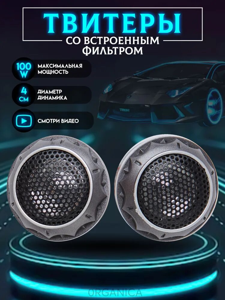 Пищалки Автомобильные с Фильтром Твитер в Машину 100W 93Дб