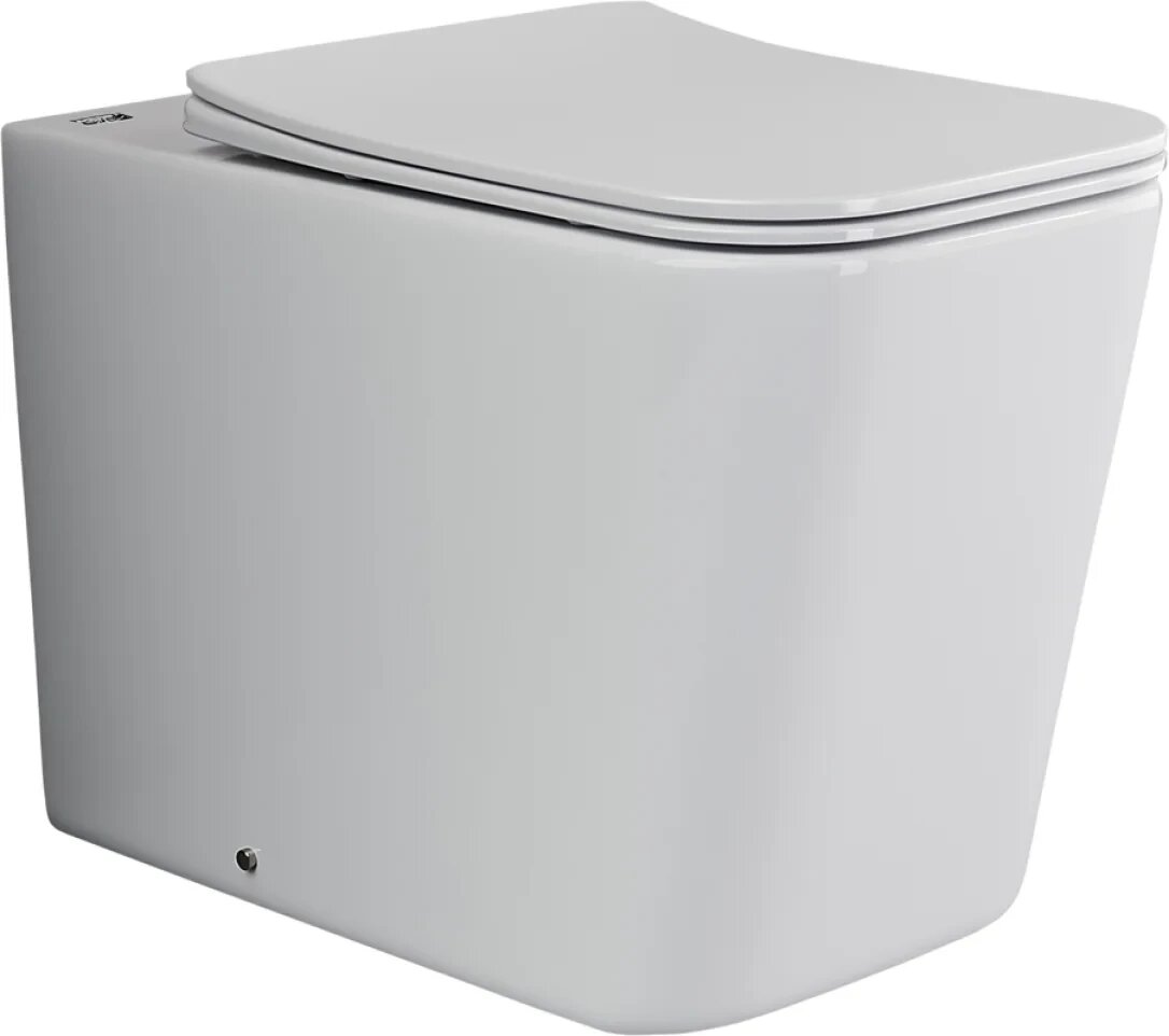 Унитаз приставной напольный Ceramicanova Cubic Rimless CN1809 с микролифтом, безободковый, страна Италия, материал фарфор, поверхность Глянцевая, цвет белый, тип Унитазы, выпуск Горизонтальное (в стену)