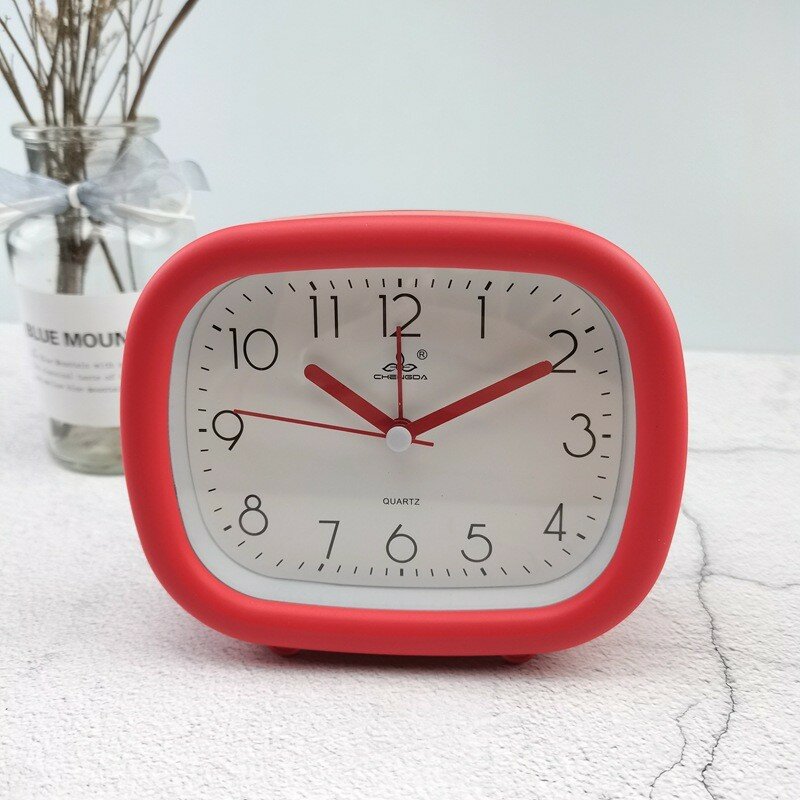 Kids bedroom alarm clock with analog and digital display and color options for nighttime wakeup red