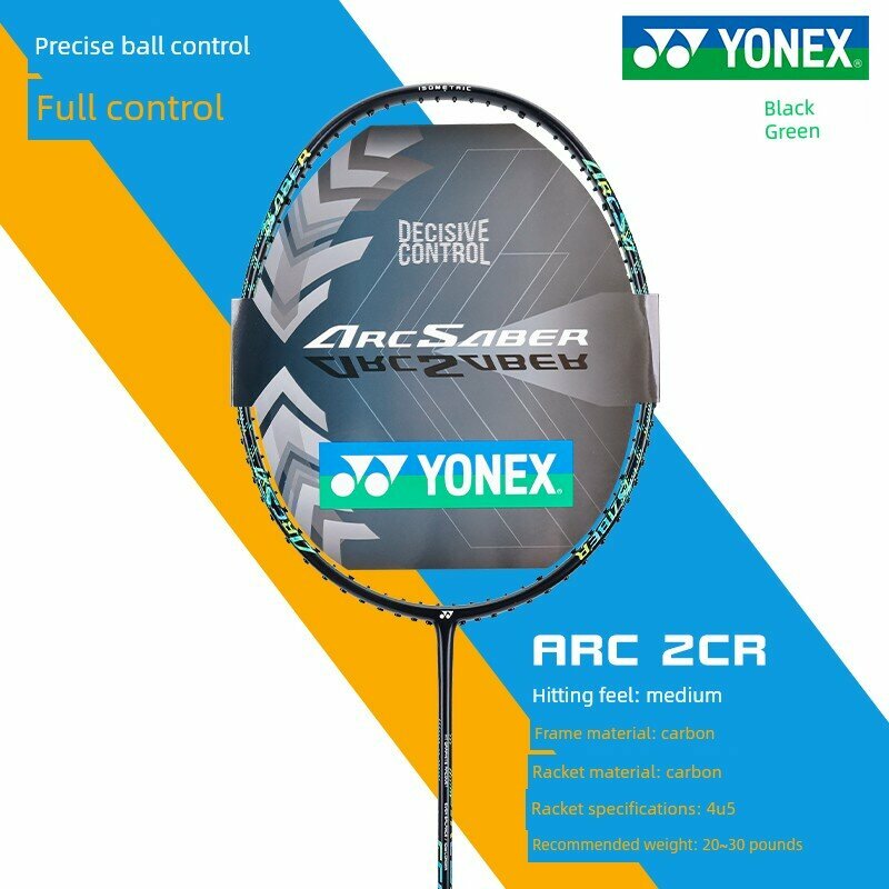Yonex Arc2 Feel Углеродное волокно Бадминтонная ракетка, 4U, Чёрный-Зелёный, Профессиональный уровень