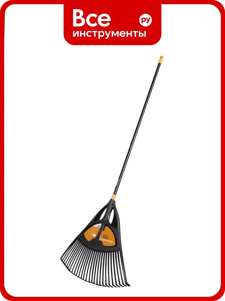 Грабли для листьев FISKARS Solid XL 1015645, алюминиево‑пластиковый веерный тип, бытовой класс, рукоятка с креплением