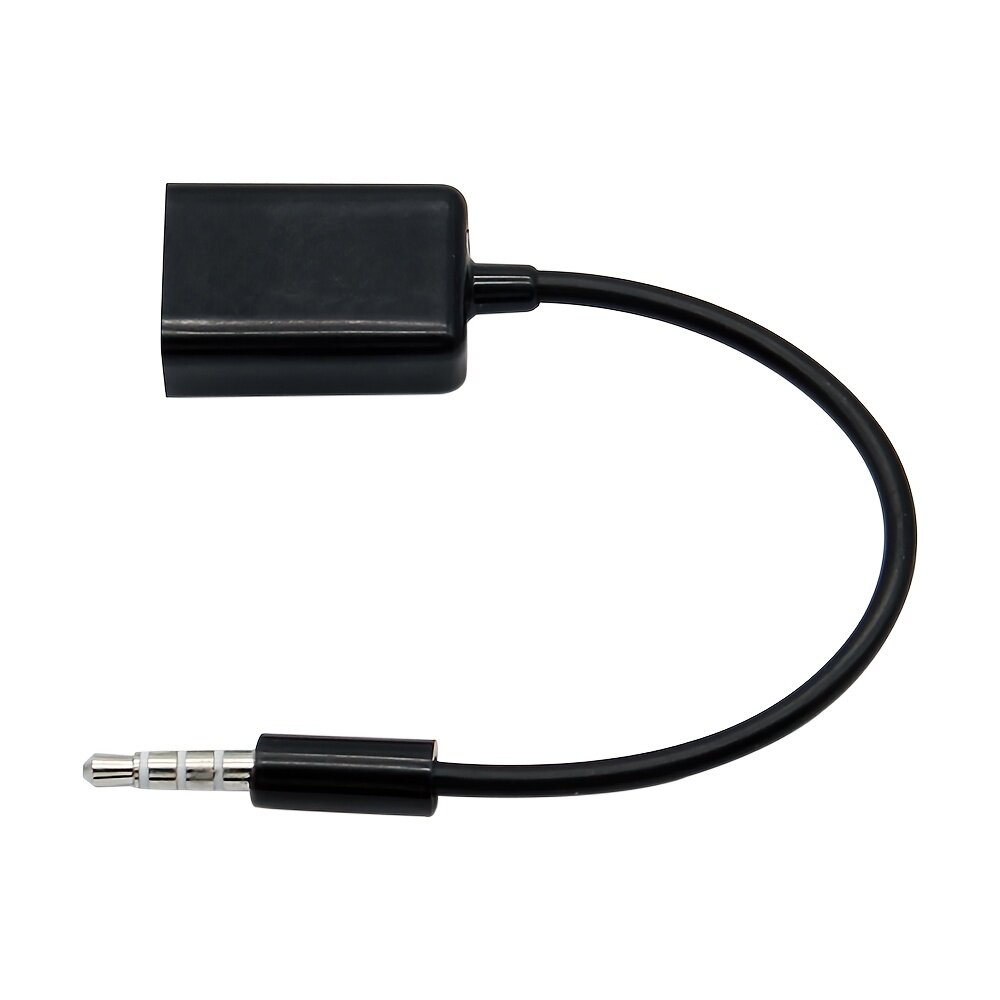 Автомобильный MP3 адаптер-кабель USB (гнездо) - 3.5 мм AUX для флешки к CD-плееру 12V, черный