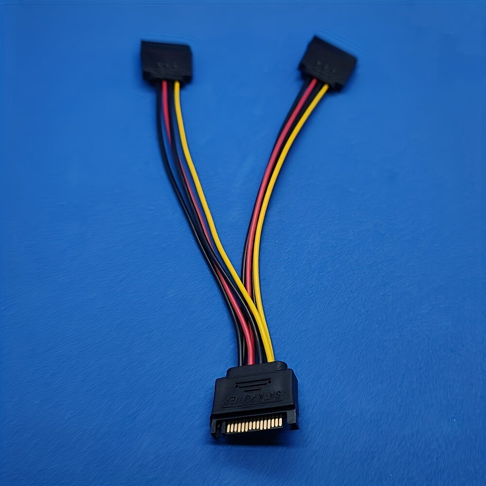 Двойной SATA кабель-адаптер питания, 4-pin Molex (папа) на 2 x SATA 15-pin (мама), 20 см