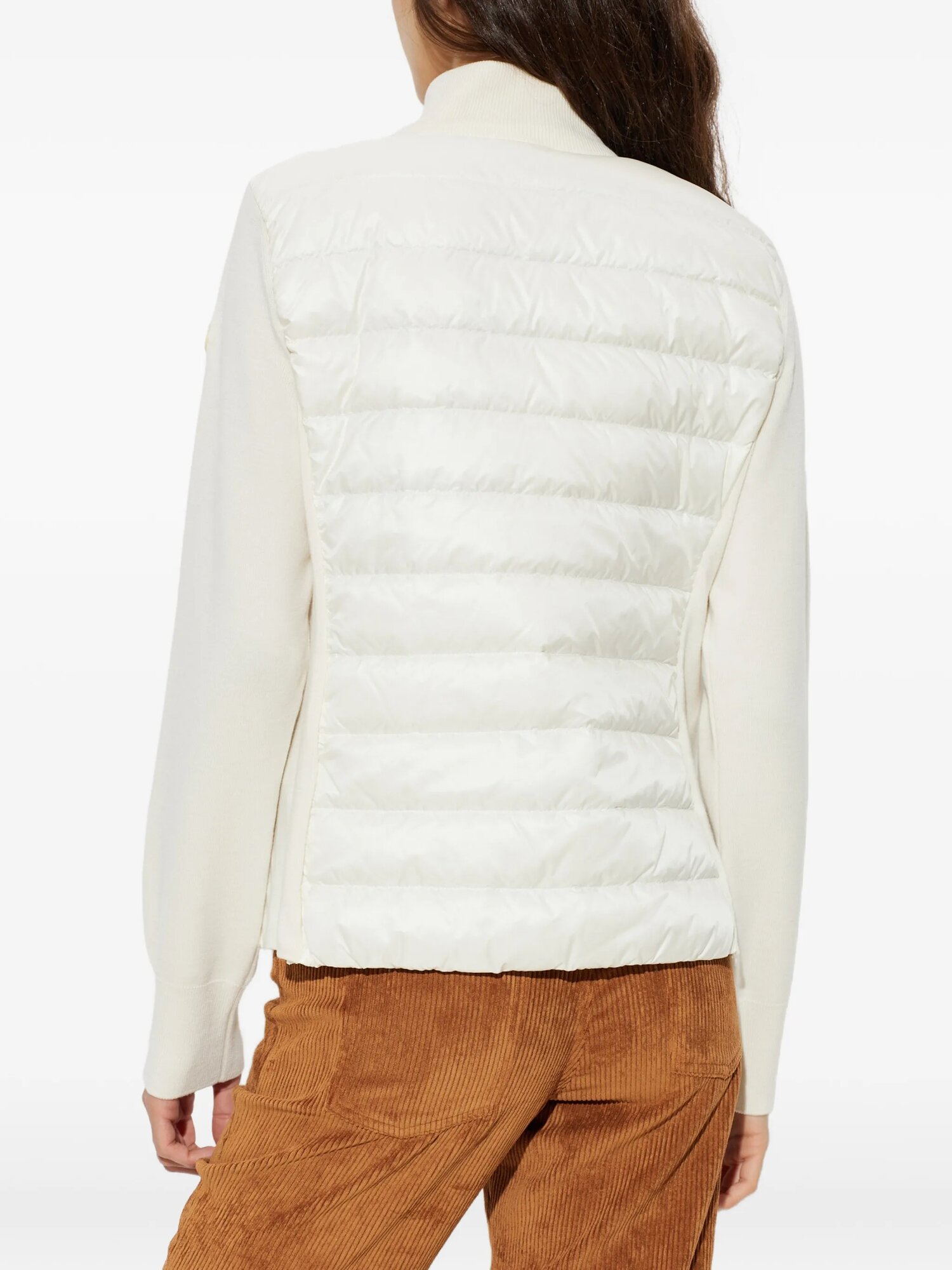Куртка Moncler Quilted padded cardigan, размер 42, бежевый/белый — фото 1