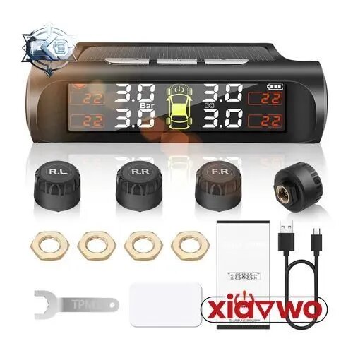Система контроля давления в шинах TPMS с солнечной панелью, черный ABS пластик