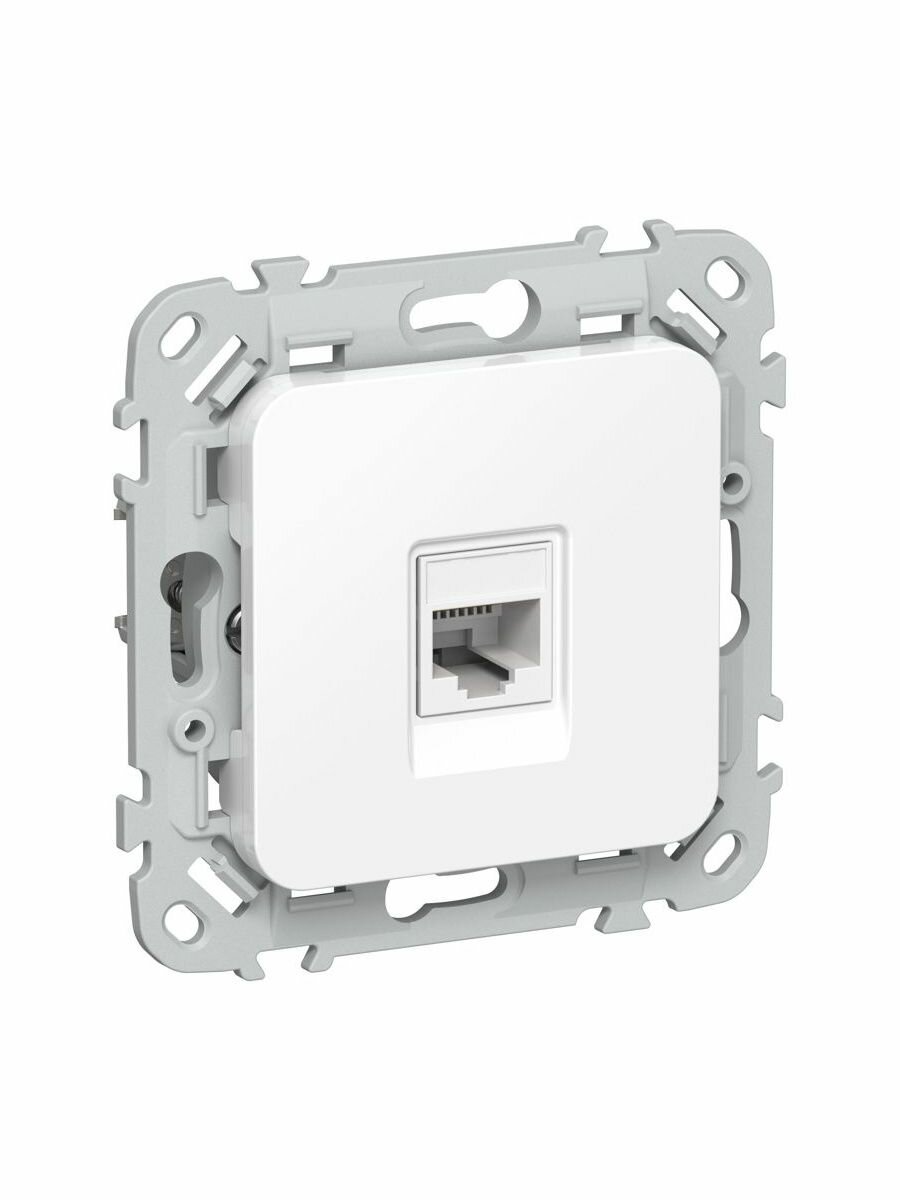 Розетка компьютерная СП FLITE РК6-1-0-ФлБ RJ45 кат.6 UTP механизм бел. IEK FI-K12-2-K01