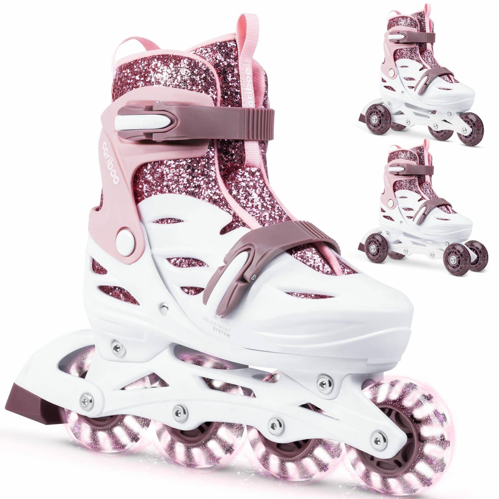DECATHLON Ролики Decathlon Cariboo Ballerina 3w1, розовый/белый/фиолетовый, размер 31/34