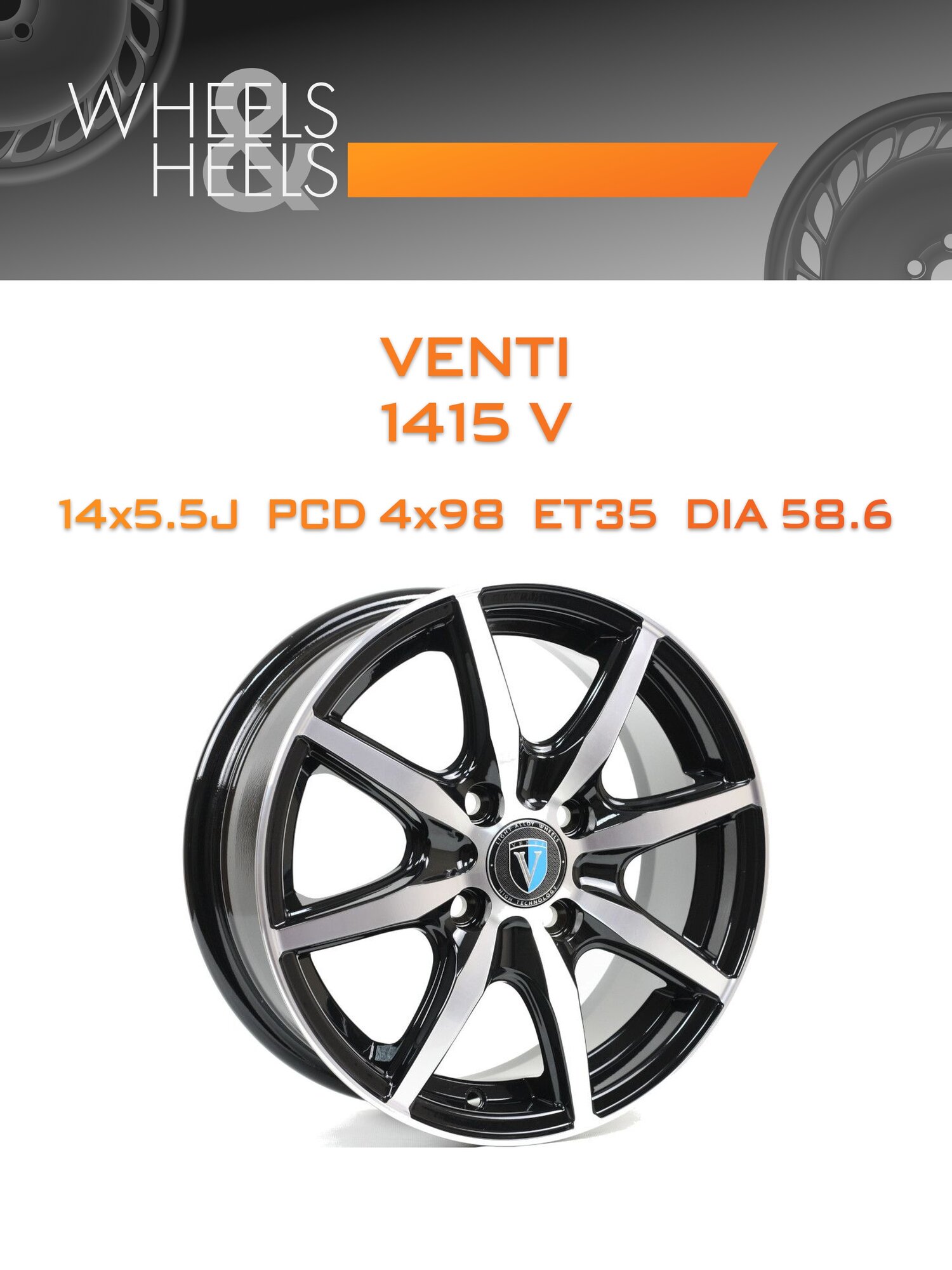 Диск автомобильный литой VENTI 1415 V 14x5.5 4x98 et35 dia58.6 BD