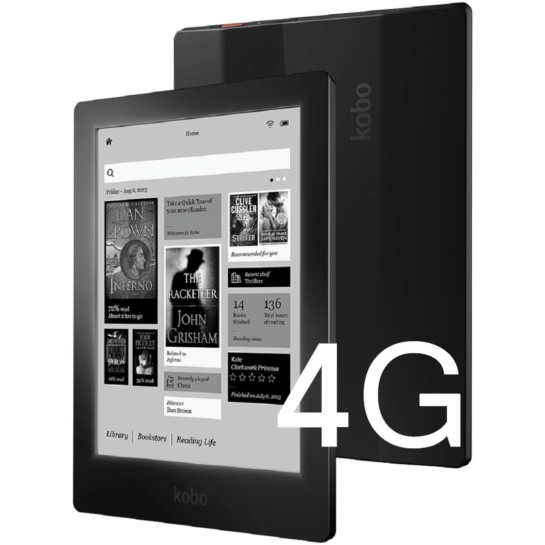 Kobo Черный, Black 4G, Комплекты для чтения электронных книг + чехол + защитная пленка для экрана