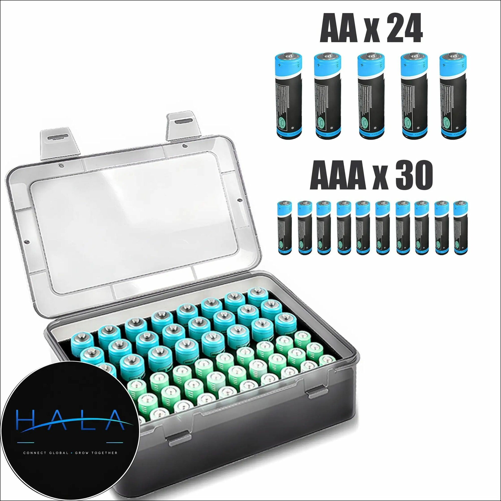 Бокс для батареек, серый, 54AA+AAA
