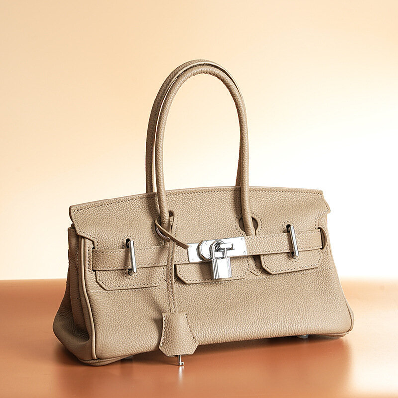Сумка Birkin из натуральной кожи, женская сумка премиум-класса из коровьей кожи, европейская и американская легкая роскошная сумка для повседневного использования, доступен заказ с индивидуальным логотипом в небольших партиях.