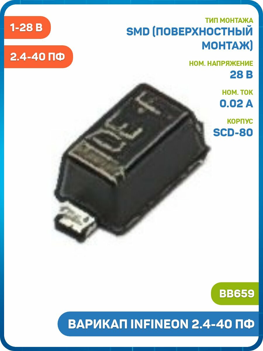 Варикап INFINEON 2.4-40 пФ/1-28 В (BB659 (SCD-80)/DE)