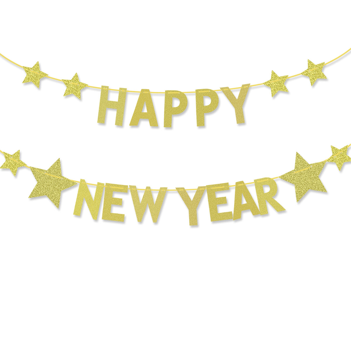 Новогодняя Гирлянда С Праздничными Буквами Happy New Year Блестящая Золотая Декорация Для Украшения 3м