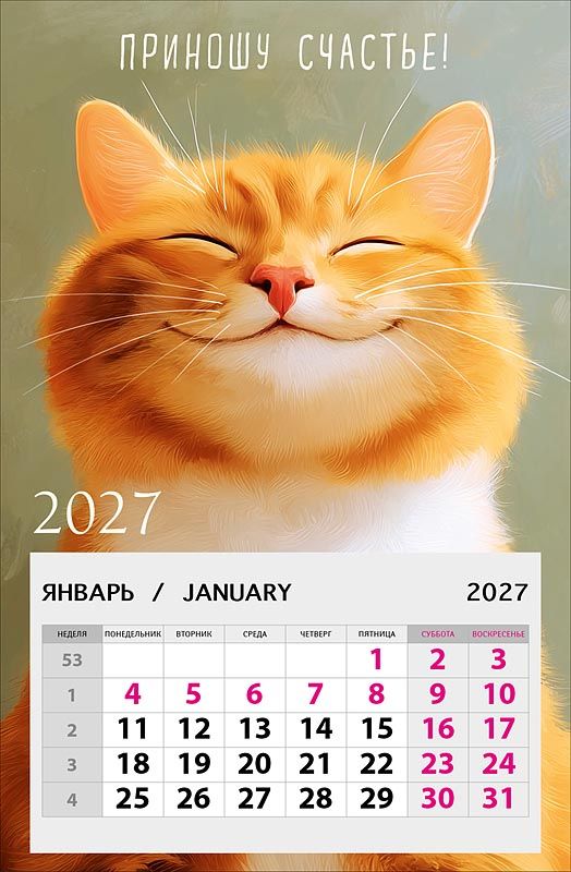 Календарь на магните 2027 отрывной маленький магнитный - " Приношу счастье", 145*95 мм